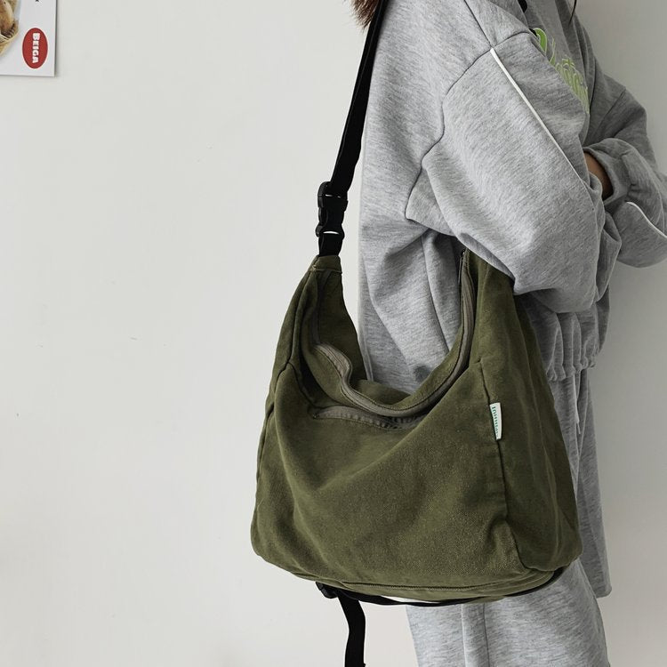 Washed Large Canvas Crossbody Bag – Evael